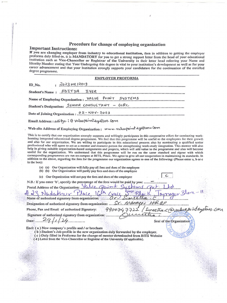 Aditya Iyer-University Form | PDF