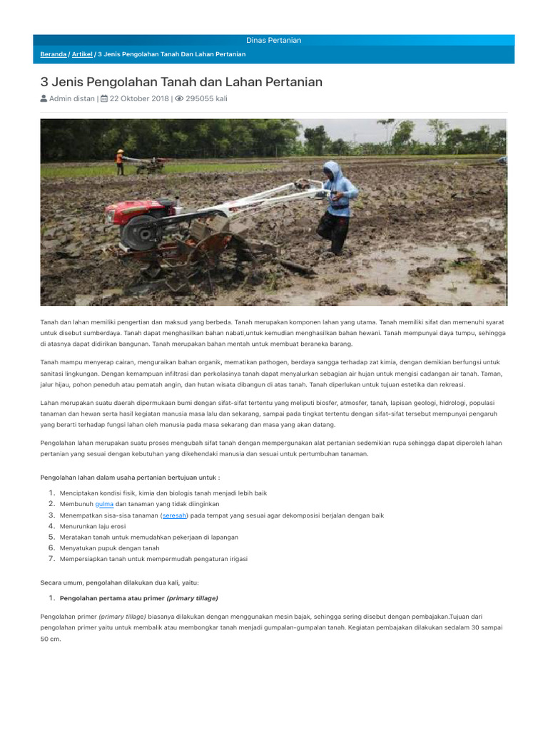 3 Jenis Pengolahan Tanah Dan Lahan Pertanian - Dinas Pertanian | PDF ...