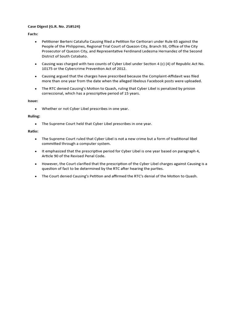 Case Digest (G.R. No. 258524) | PDF