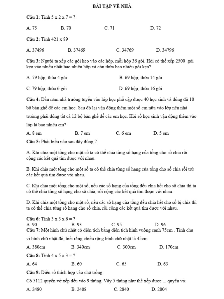 BÀI TẬP VỀ NHÀ | PDF