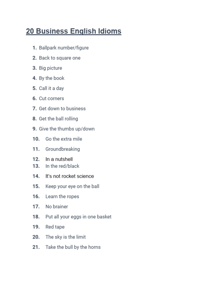 21 Business English Idioms | PDF