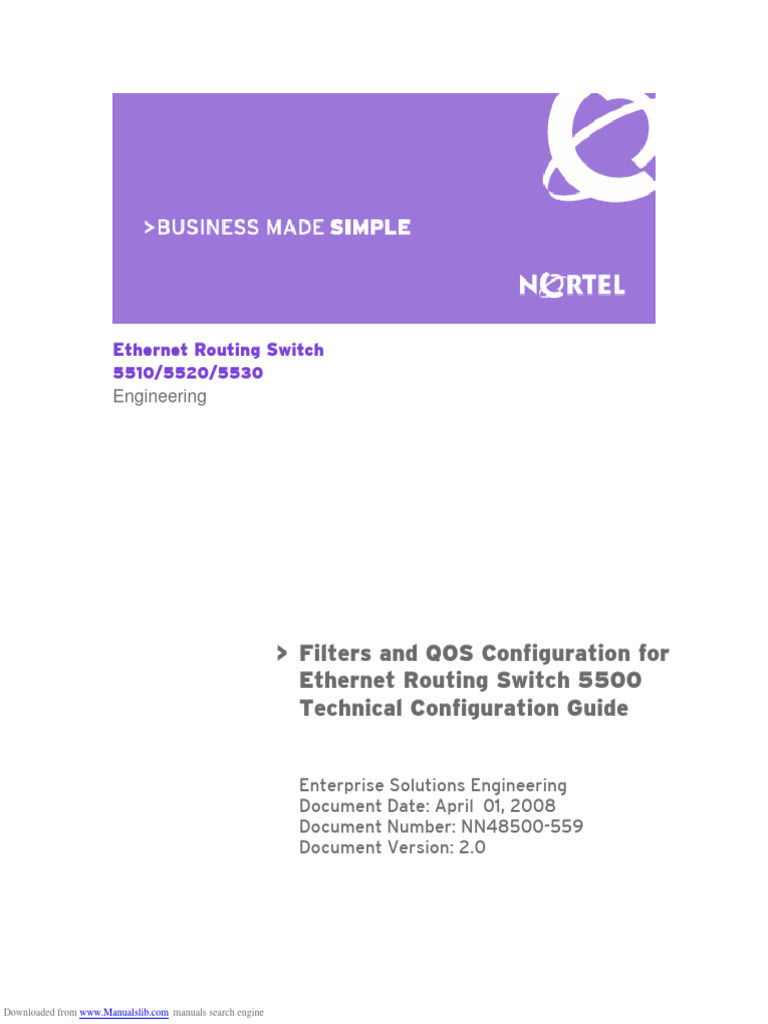 Nortel BayStack 5510-24T Switch - Engineeriing Manual | PDF | Quality ...