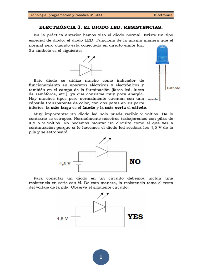 Electrónica 03 | PDF | Diodo emisor de luz | Diodo
