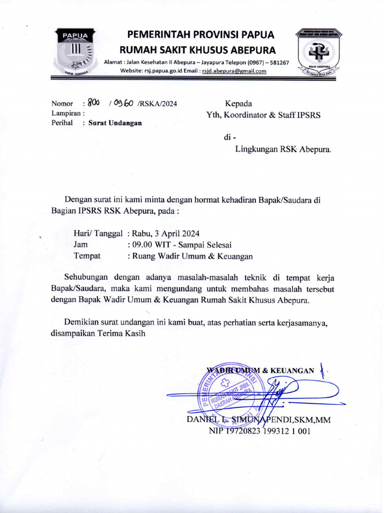 undangan rapat ipsrs | PDF