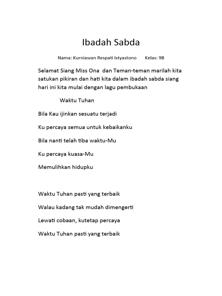 Teks Bacaan Ibadah Sabda | PDF