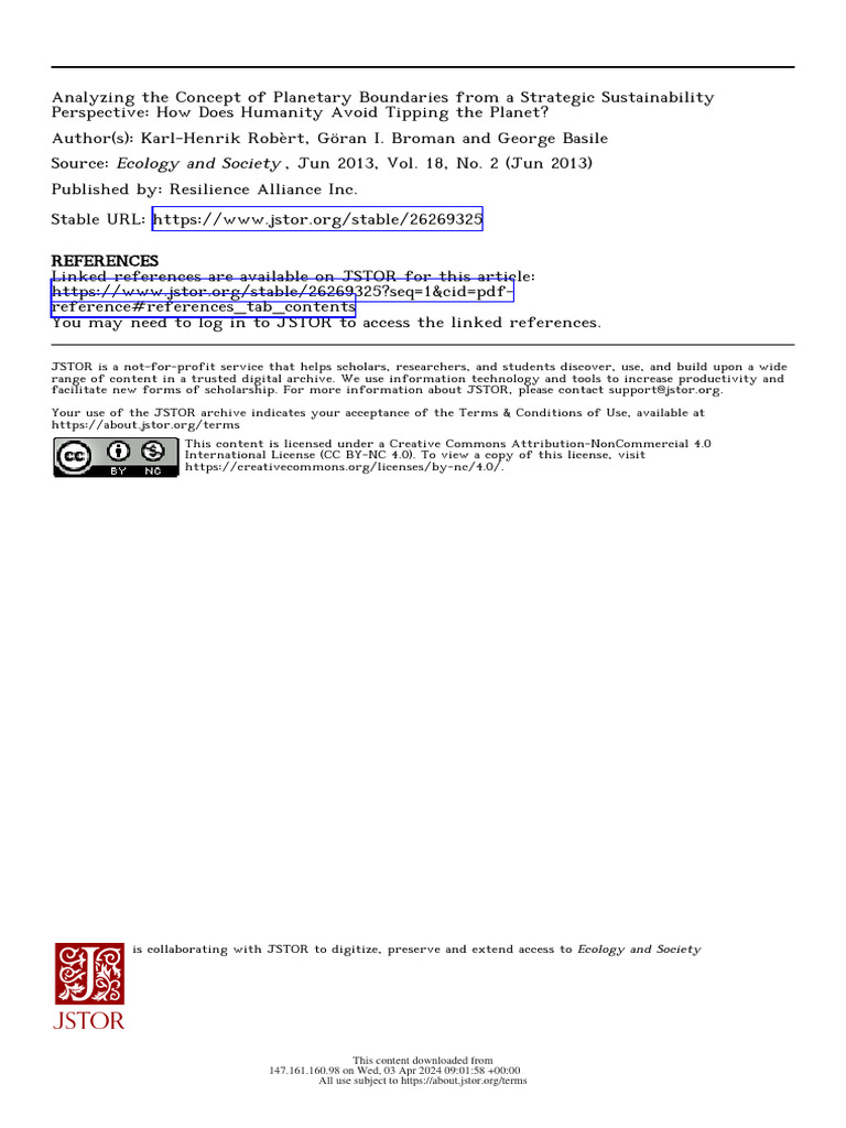 Robrt AnalyzingConceptPlanetary 2013 | PDF | Sustainability ...