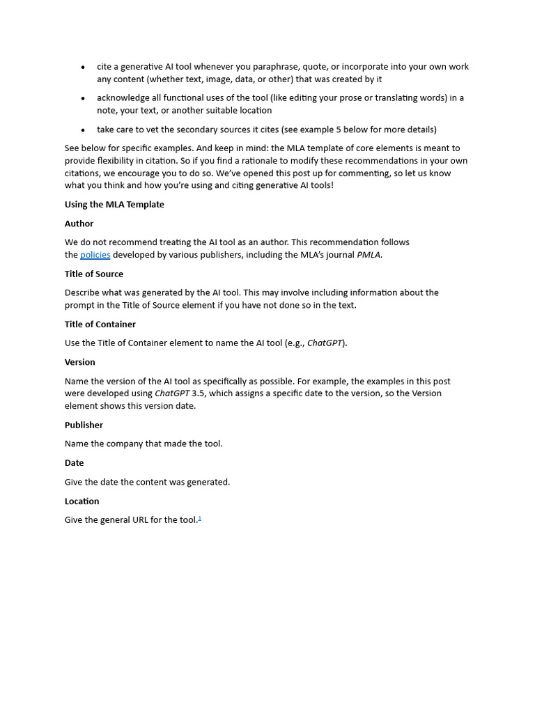 How to cite generative AI in MLA | PDF | Artificial Intelligence | Intelligence (AI) & Semantics