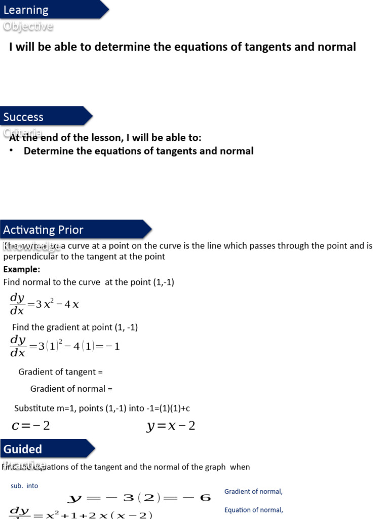 PPT 17 Ex 5A Review of Tangent and Normal | PDF | Tangent ...