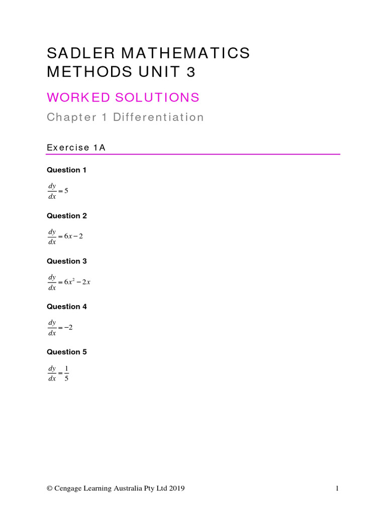 Sadler Math Methods Unit 3 Solutions | PDF | Mathematics | Equations