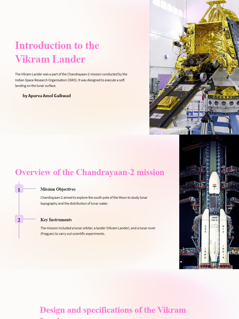 Presentation on Vikram Lander | PDF | Lander (Spacecraft) | Moon
