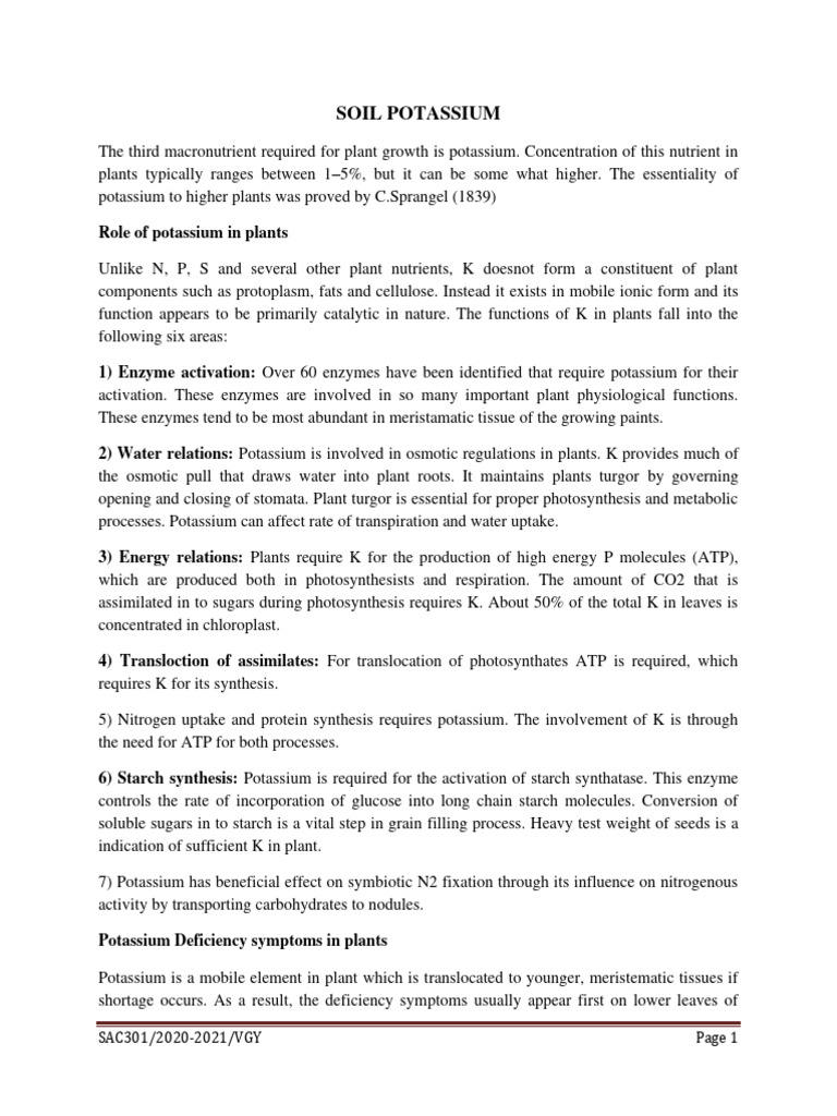 Potassium | PDF | Potassium Chloride | Soil
