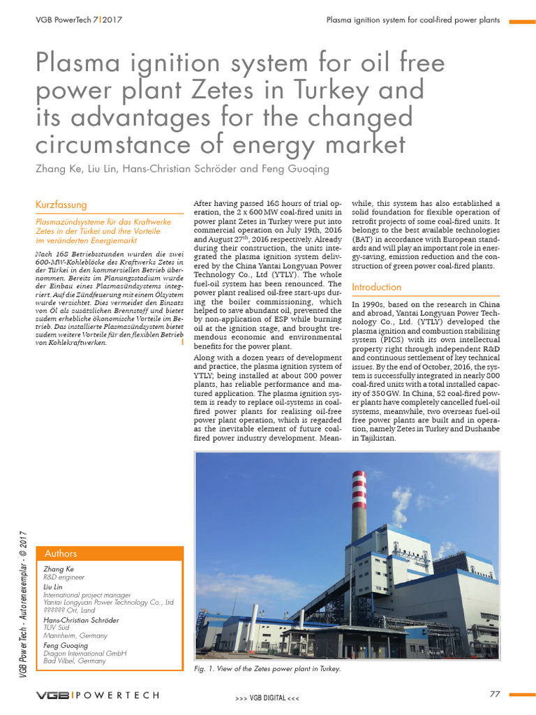 Plasma ignition system for oil | PDF | Energy Industry | Energy Technology