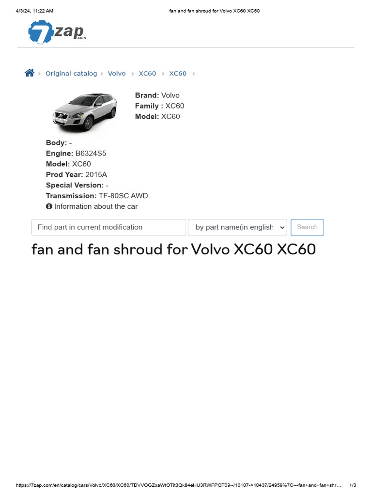 Fan and Fan Shroud For Volvo XC60 XC60 | PDF