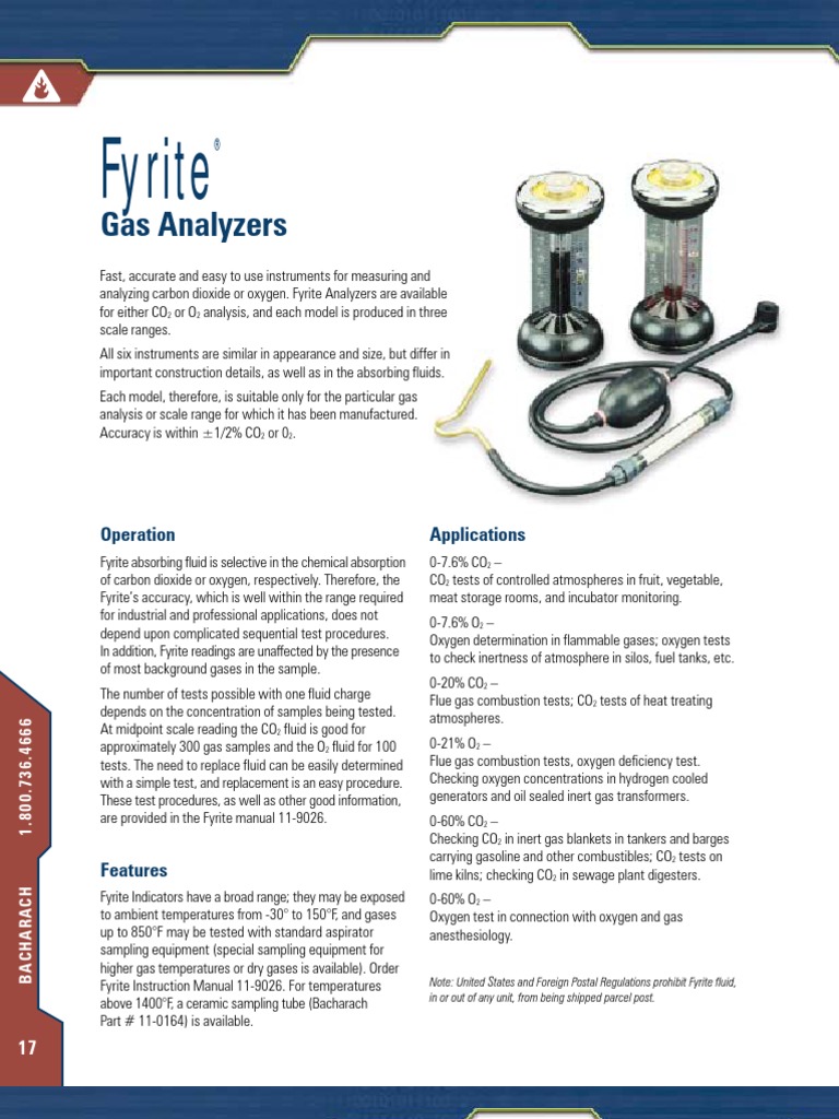 Fyrite Gas Analyzers | PDF | Carbon Dioxide | Oxygen
