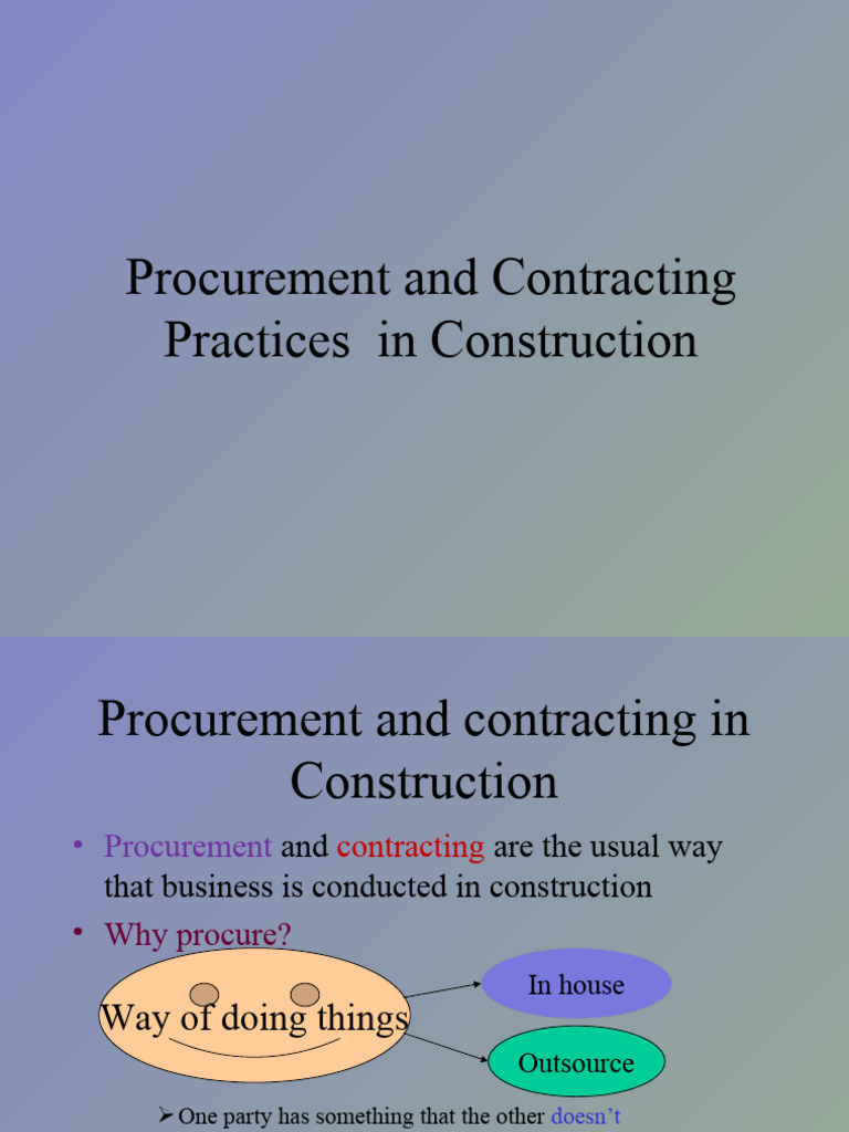 Procurement and Contracting Practices in Construction | PDF ...