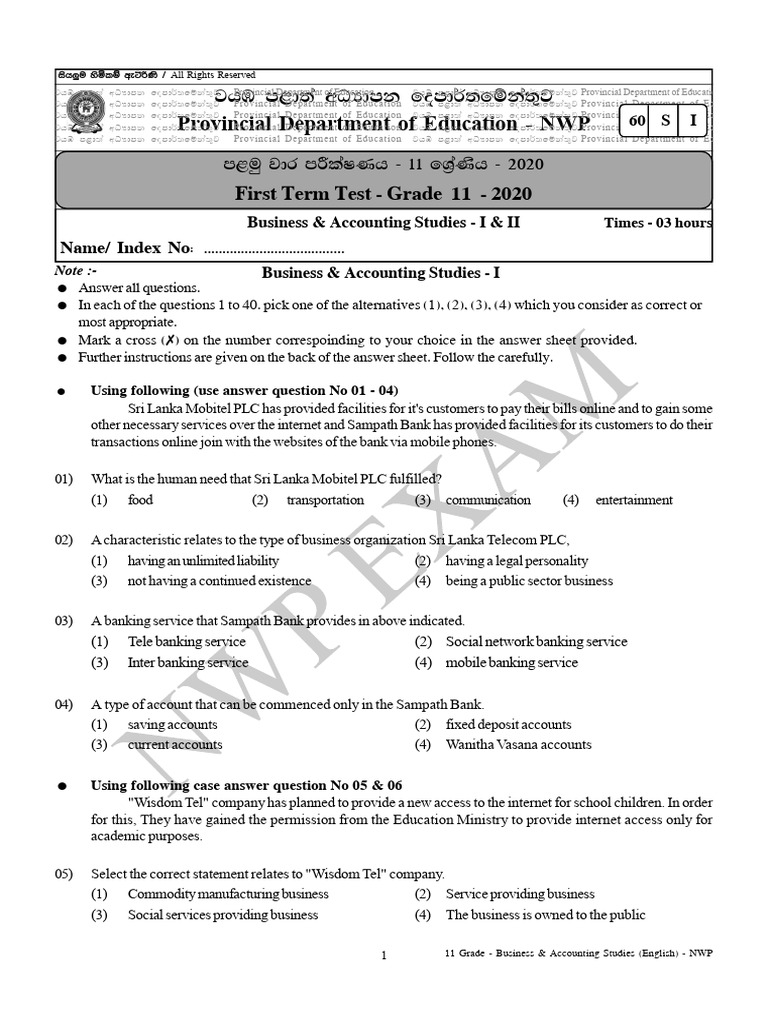 Grade 10 Business Studies Past Papers | PDF