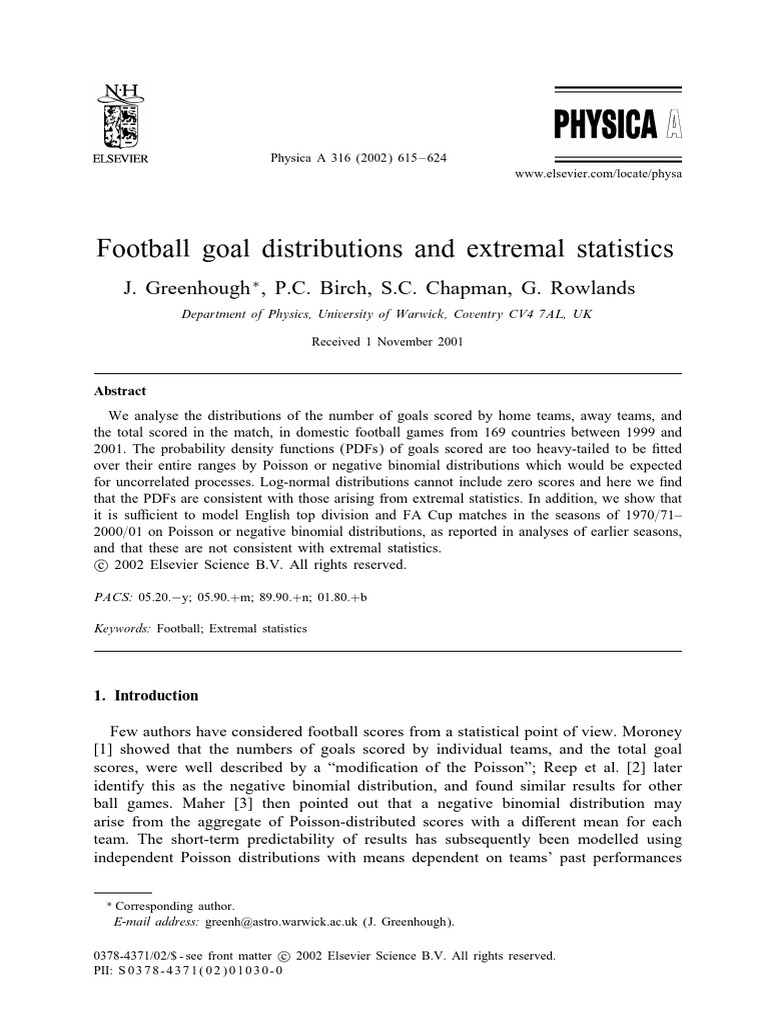 2001 - Football goal distributions and extremal statistics | PDF ...