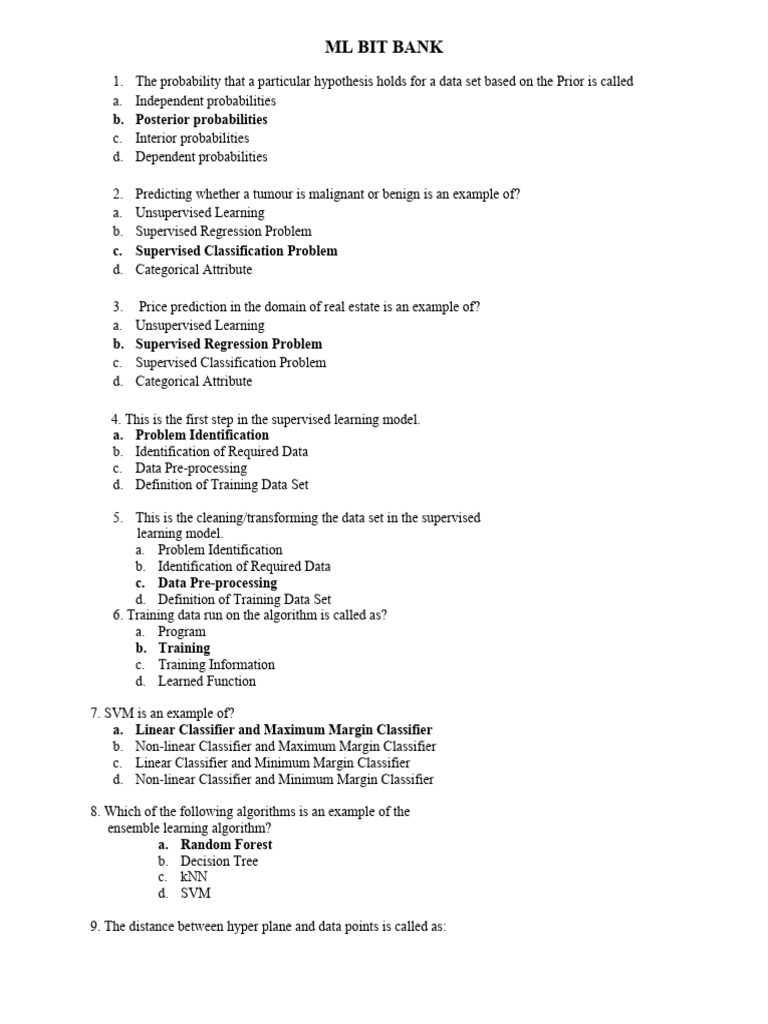 ML BIT Ans | PDF | Cluster Analysis | Support Vector Machine