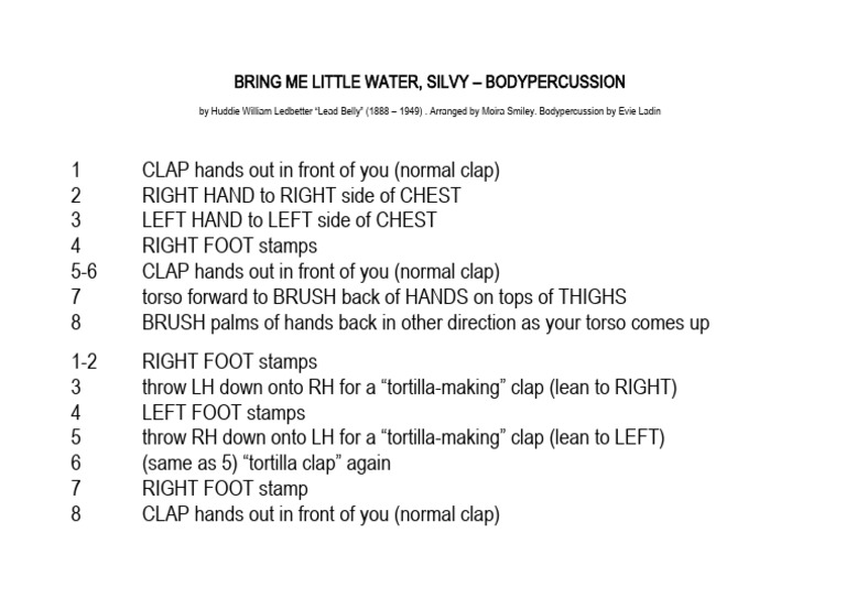 Bring Me Little Water Silvy - Bodypercussion | PDF | Lifestyle