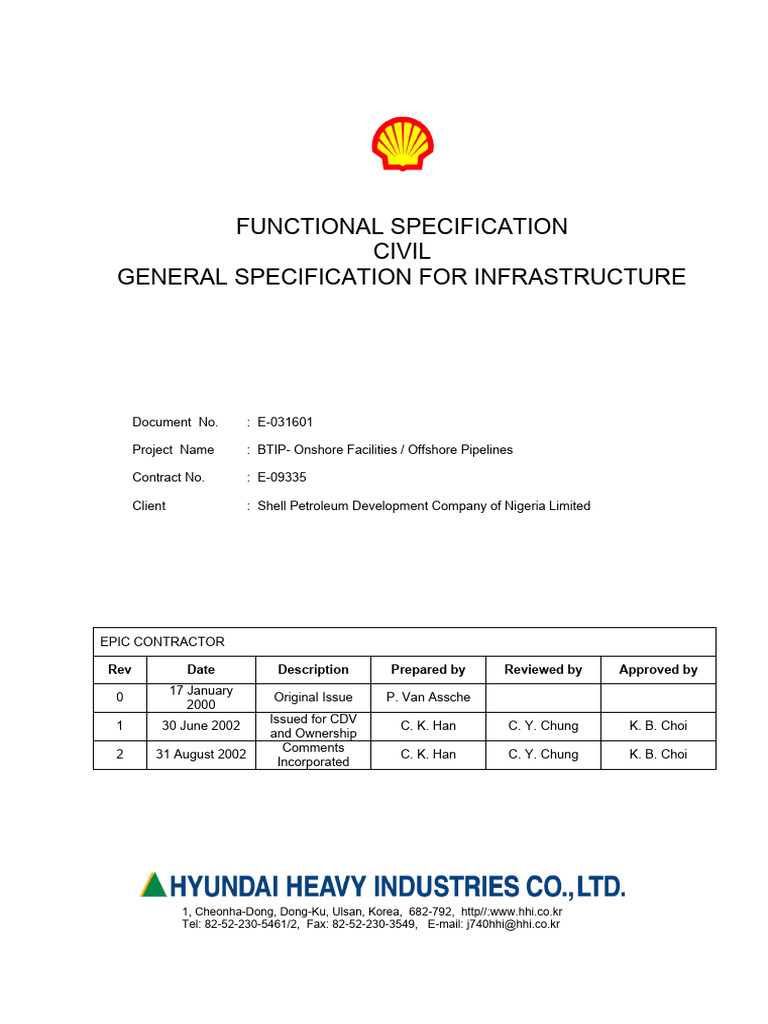 Functional Specification Civil General Specification For Infrastructure ...