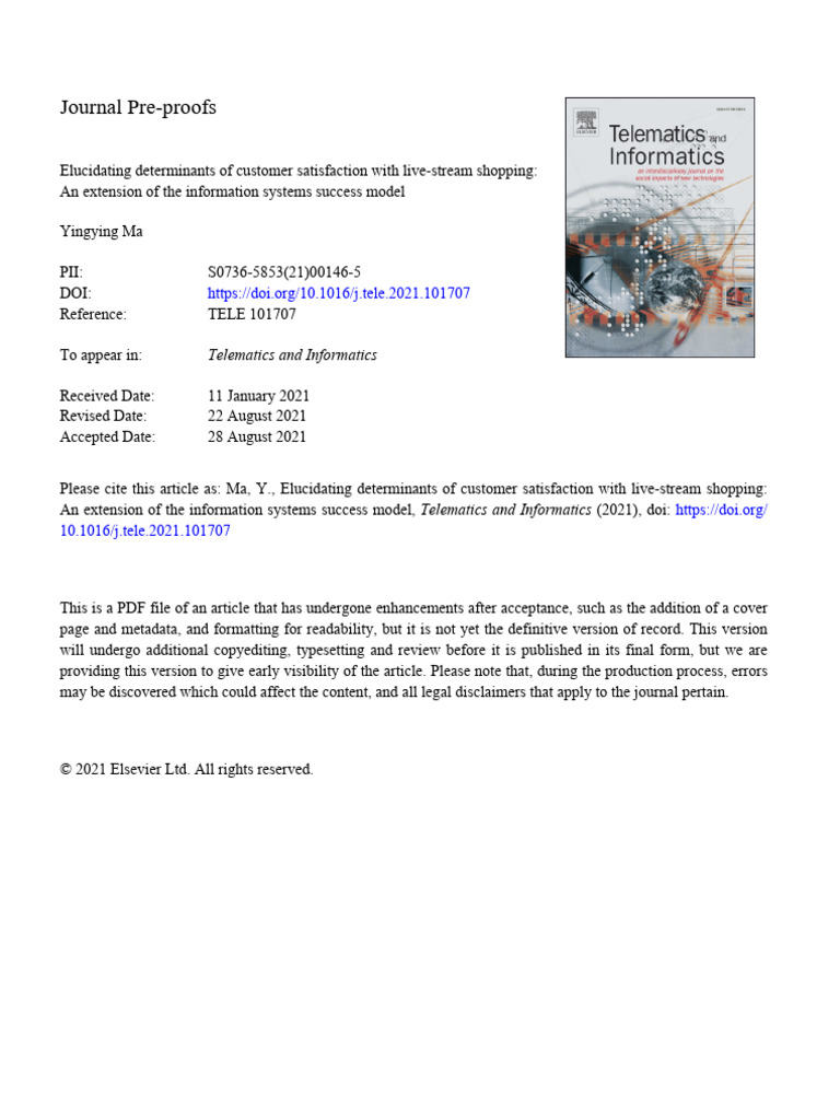 Journal Pre-Proofs: Telematics and Informatics | PDF | Bootstrapping ...