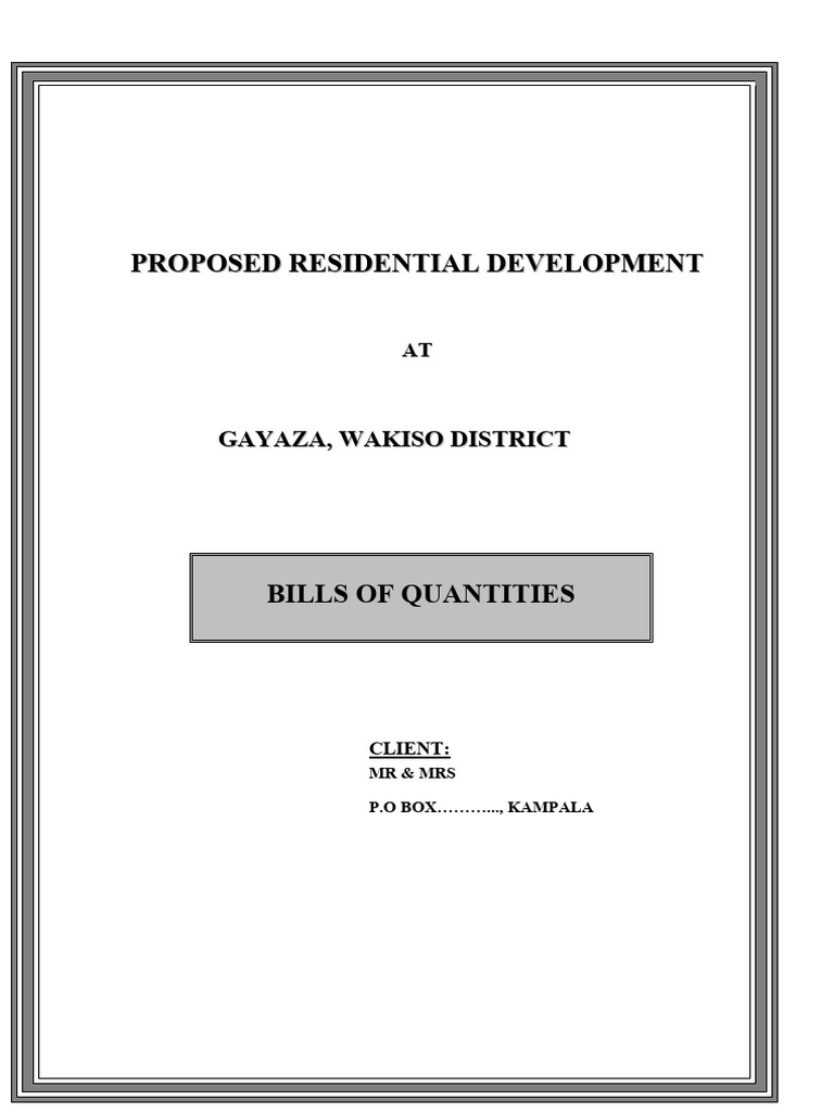 BoQ Sample (1) Bungalow | PDF | Door | Concrete