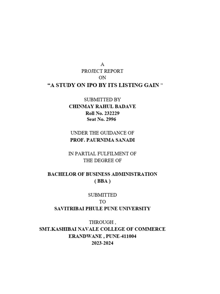 IPO project | PDF | Initial Public Offering | Financial Services