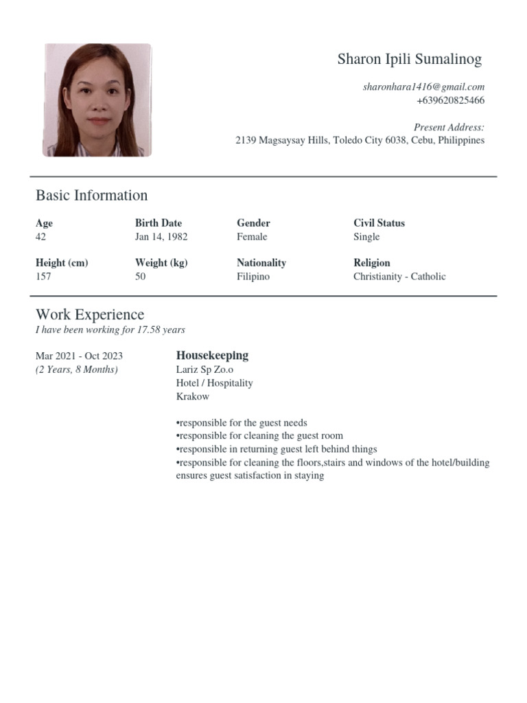CV of Sharon | PDF
