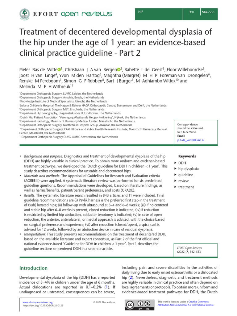 Guidelines for Decentered Hip Dysplasia | PDF | Netherlands | Medical ...