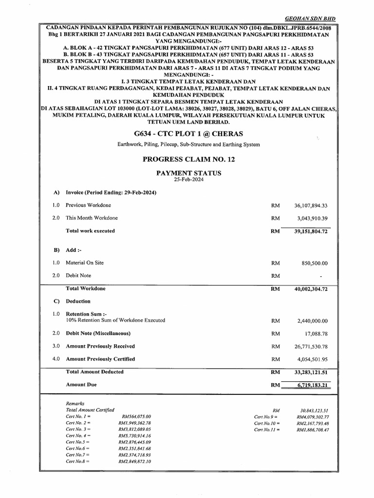 076 EWP 20240319 Progress Payment No 12 | PDF