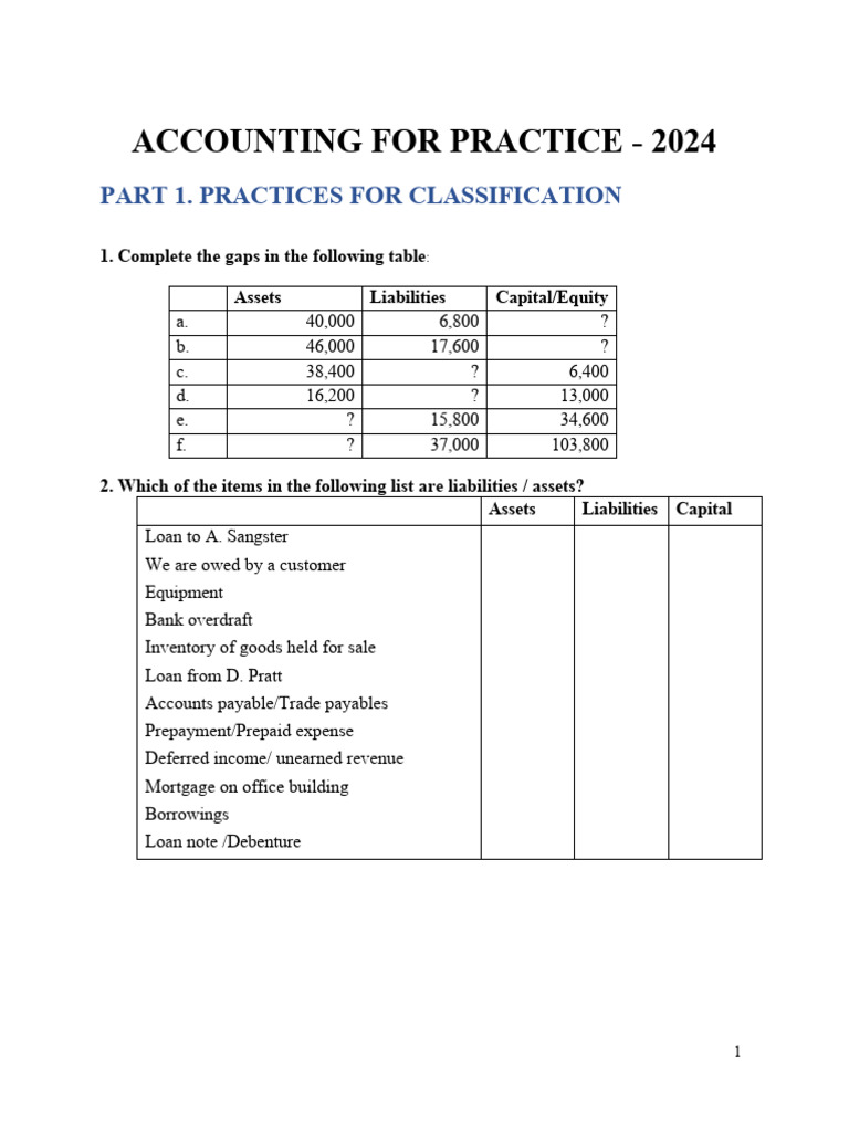 No 1.accounting For Practices - p1-10 | PDF | Debits And Credits ...