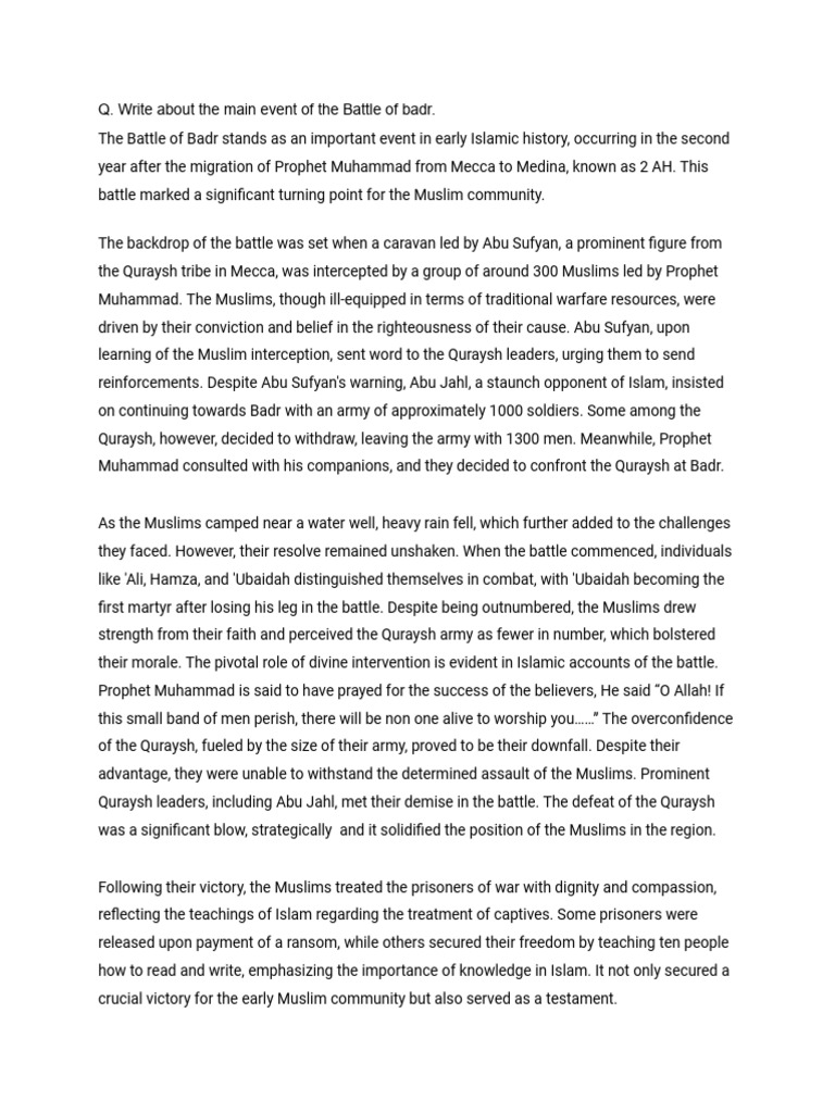 Battle of Badr | Download Free PDF | Muhammad | Abrahamic Religions