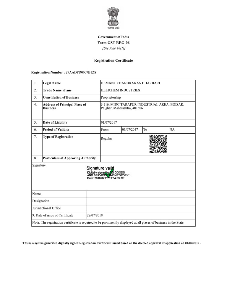 02.GST Certificate | PDF