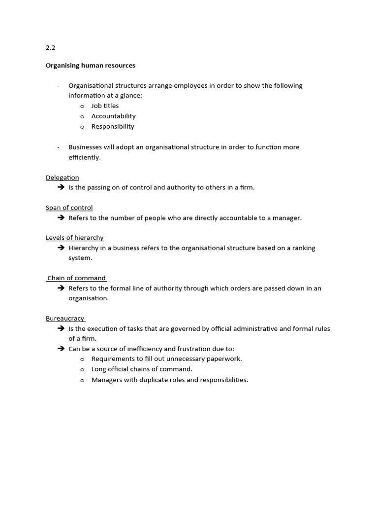 Organising Human Resources | PDF | Organizational Structure | Business ...