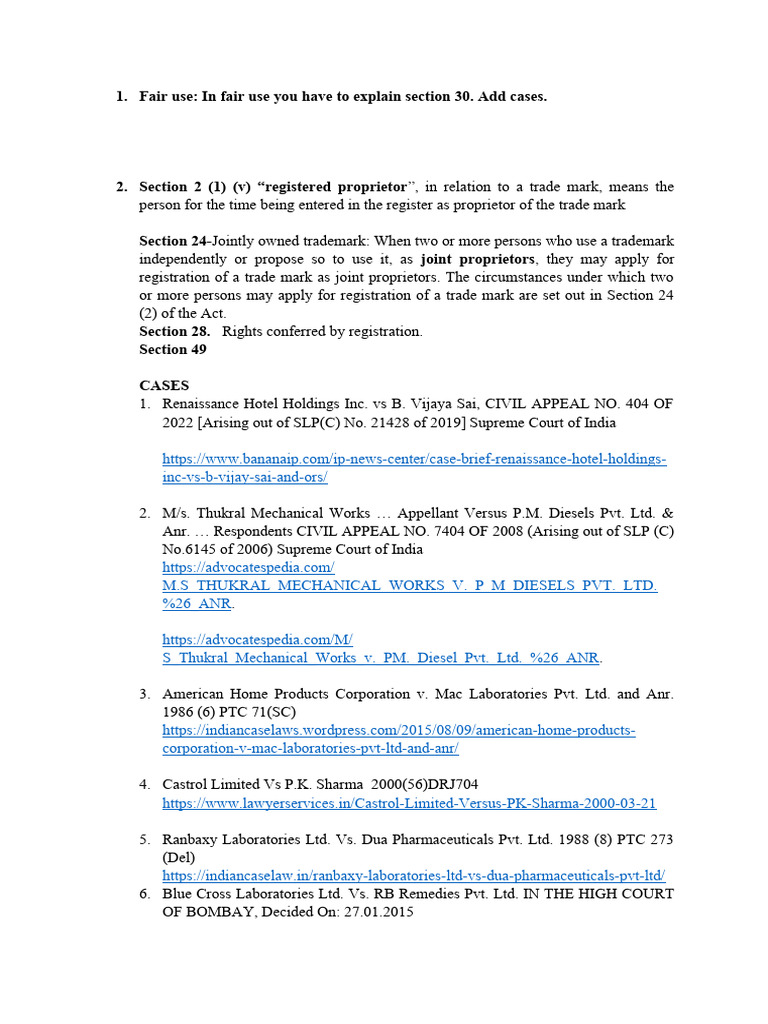 Trademark CASES | PDF | Business | Law