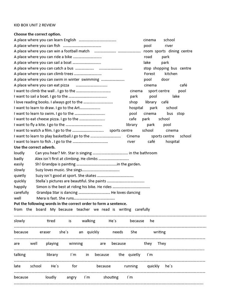 Kid Box Unit 2 Review | PDF
