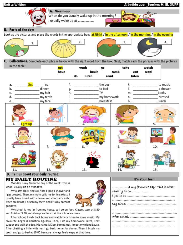Daily Routine Writing Worksheet | PDF