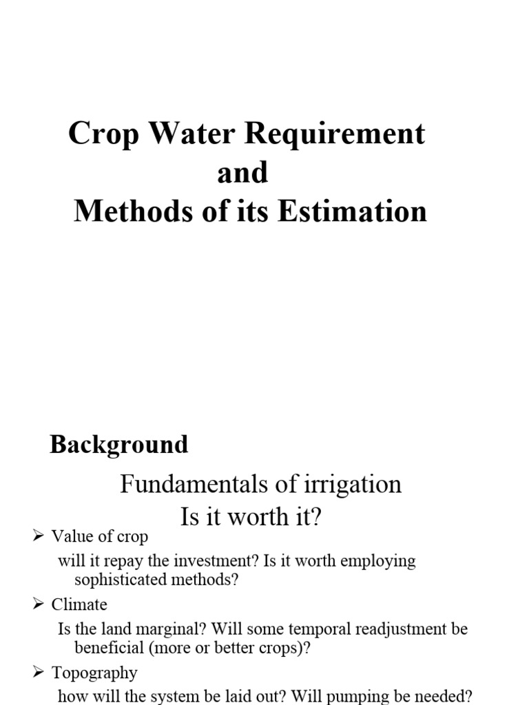 Crop Water Requirement and Methods of Its Estimation | PDF ...