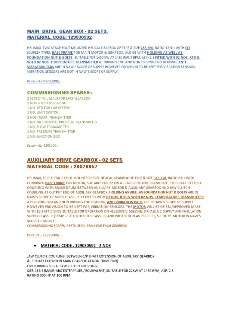 Price Break Up | Download Free PDF | Electric Motor | Clutch