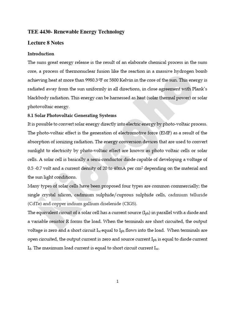 Solar Photovoltaic Power Systems Overview | PDF | Solar Power ...