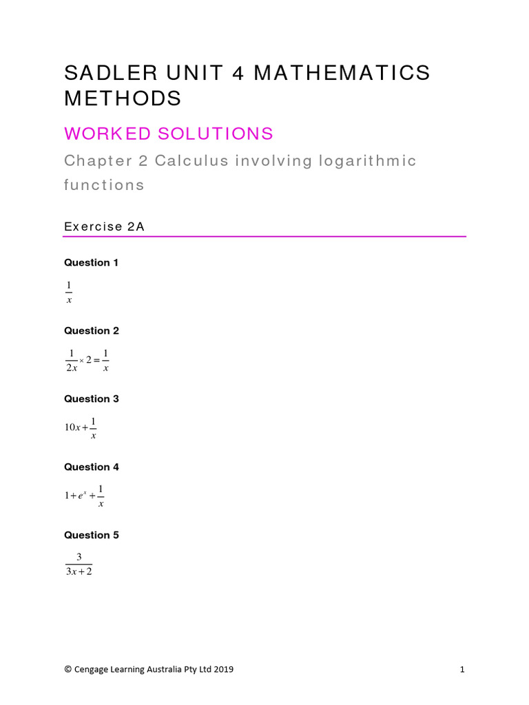 Chapter 2 Calculus Involving Logarithmic Functions | PDF | Mathematical Objects | Mathematics