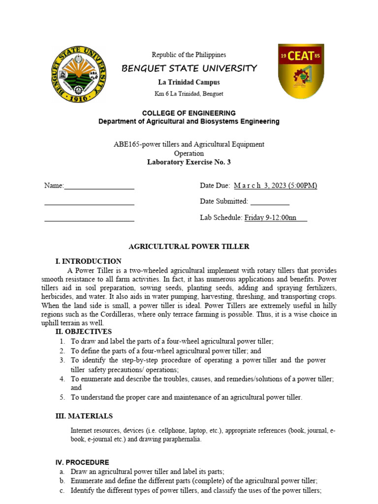 Power Tiller Pdf Engines Tillage