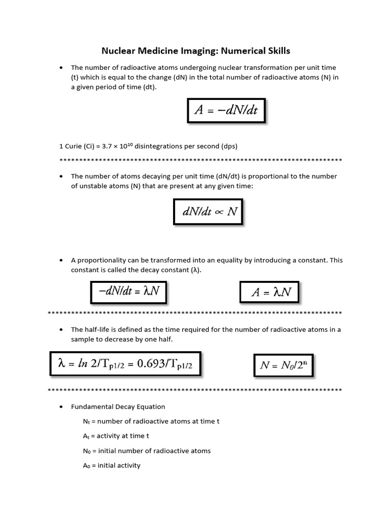 Nuclear Medicine Equation Sheet | PDF | Teaching Methods & Materials ...
