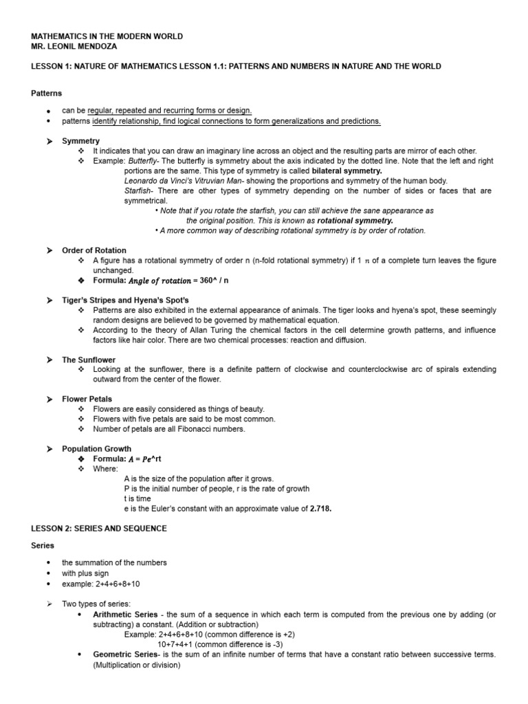 MMW Reviewer | PDF | Pattern | Sequence MMW Reviewer | PDF | Pattern | Sequence
