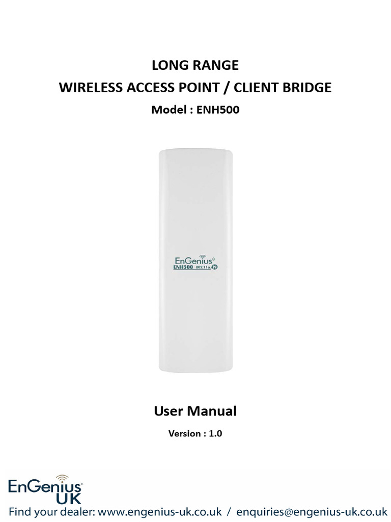 ENH500 Wireless Access Point Manual | PDF | Ip Address | Wireless ...
