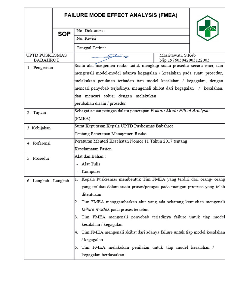5.2.2d SOP FMEA | PDF