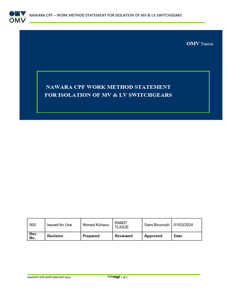 Work Method Statement For Isolation of MV-LV SWG | PDF | Transformer ...