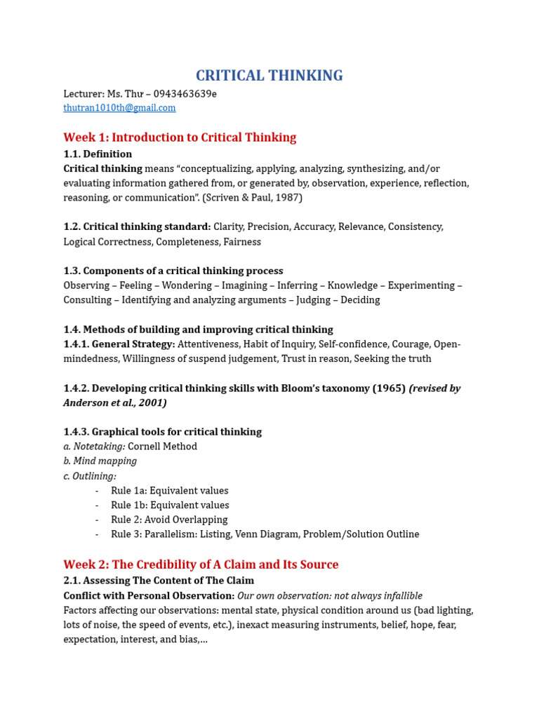 Critical Thinking | PDF | Argument | Deductive Reasoning