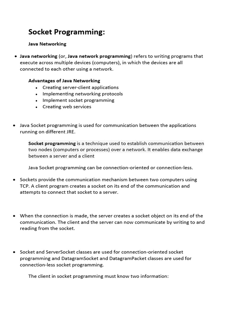 Socket Programming Download Free Pdf Network Socket Port Computer Networking 