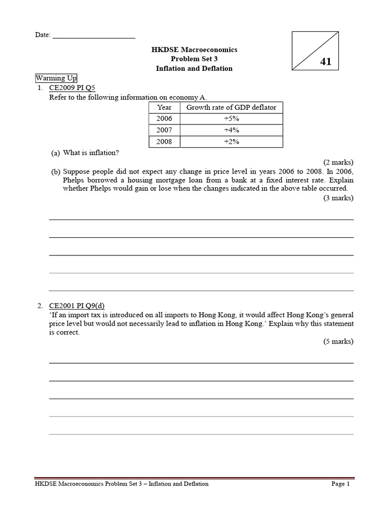 03 Macro PS Inflation and Deflation | PDF | Inflation | Macroeconomics